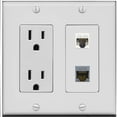RiteAV 15 Amp Power Outlet and CAT5E CAT6-SHIELDED Wall Plate [Gray ...