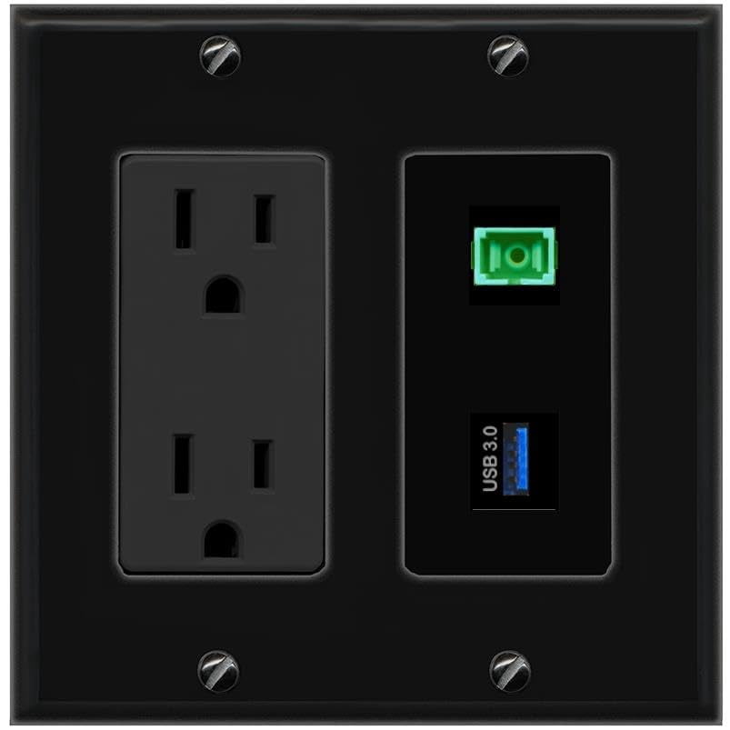 RiteAV 15A Power Outlet 1 Port SC-APC-Simplex 1 USB-3 Jack Decorative ...