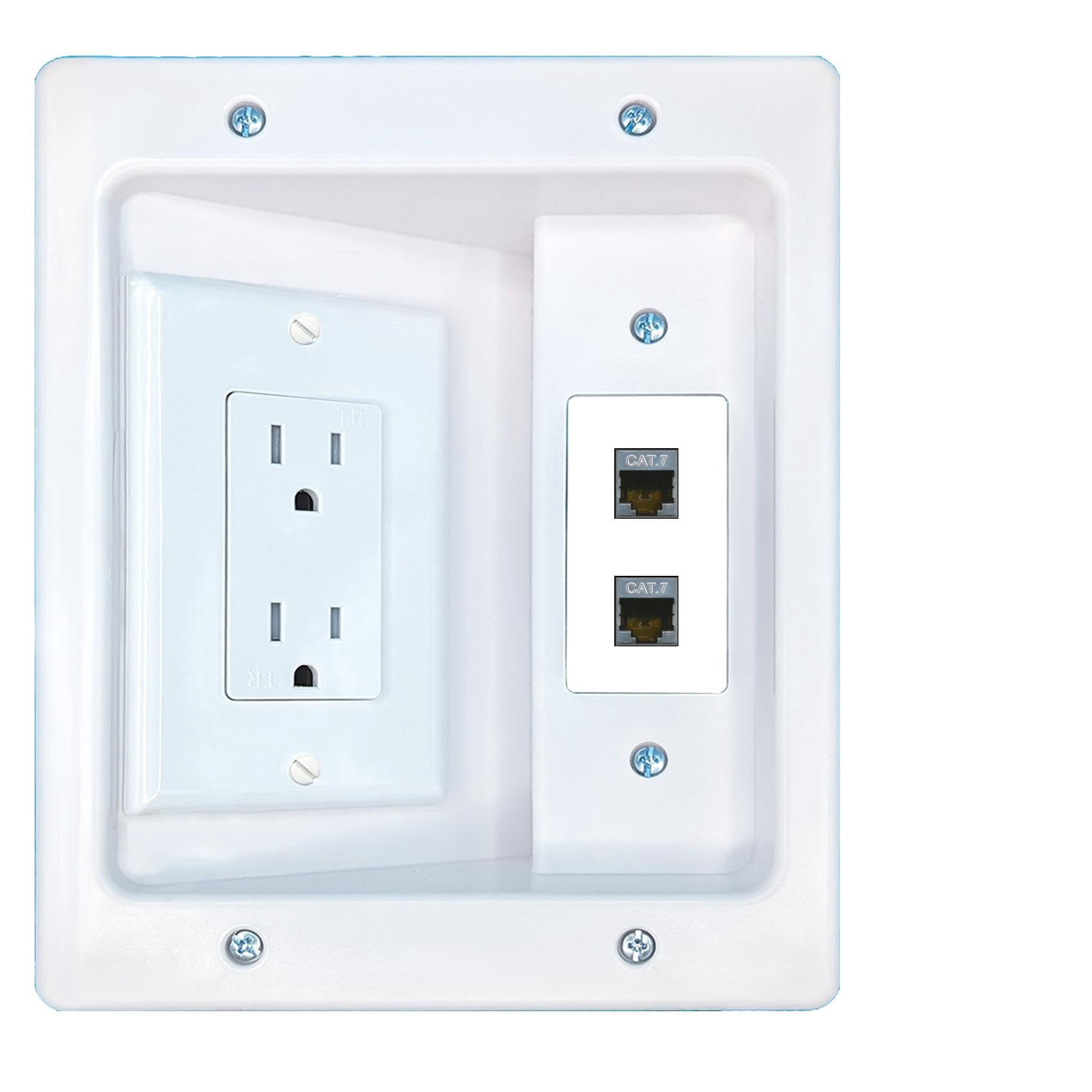 RiteAV 2 CAT7 Recessed Wall Plate Cable Concealer Management Kit with ...
