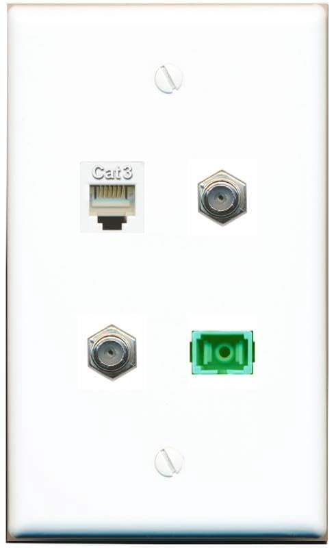 RiteAV - 2 Coax Phone SC-APC Singlemode Simplex Wall Plate Flat White ...