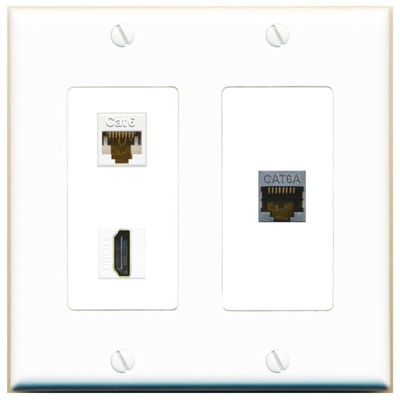 RiteAV 2 Gang 1 Port CAT6 CAT6A HDMI Jack Coupler Female-Female Wall ...