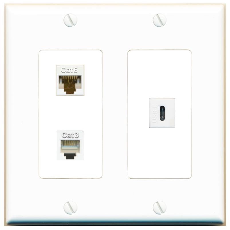 RiteAV 2 Gang 1 Port CAT6 Phone USBC Jack Coupler Female-Female Wall ...