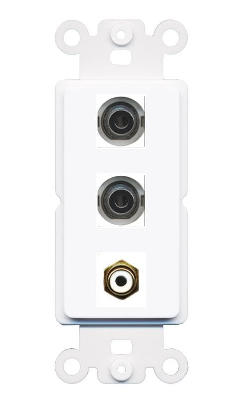 RiteAV 2 Port 3.5mm RCA-White Coupler Jack Insert Rocker Module Female ...