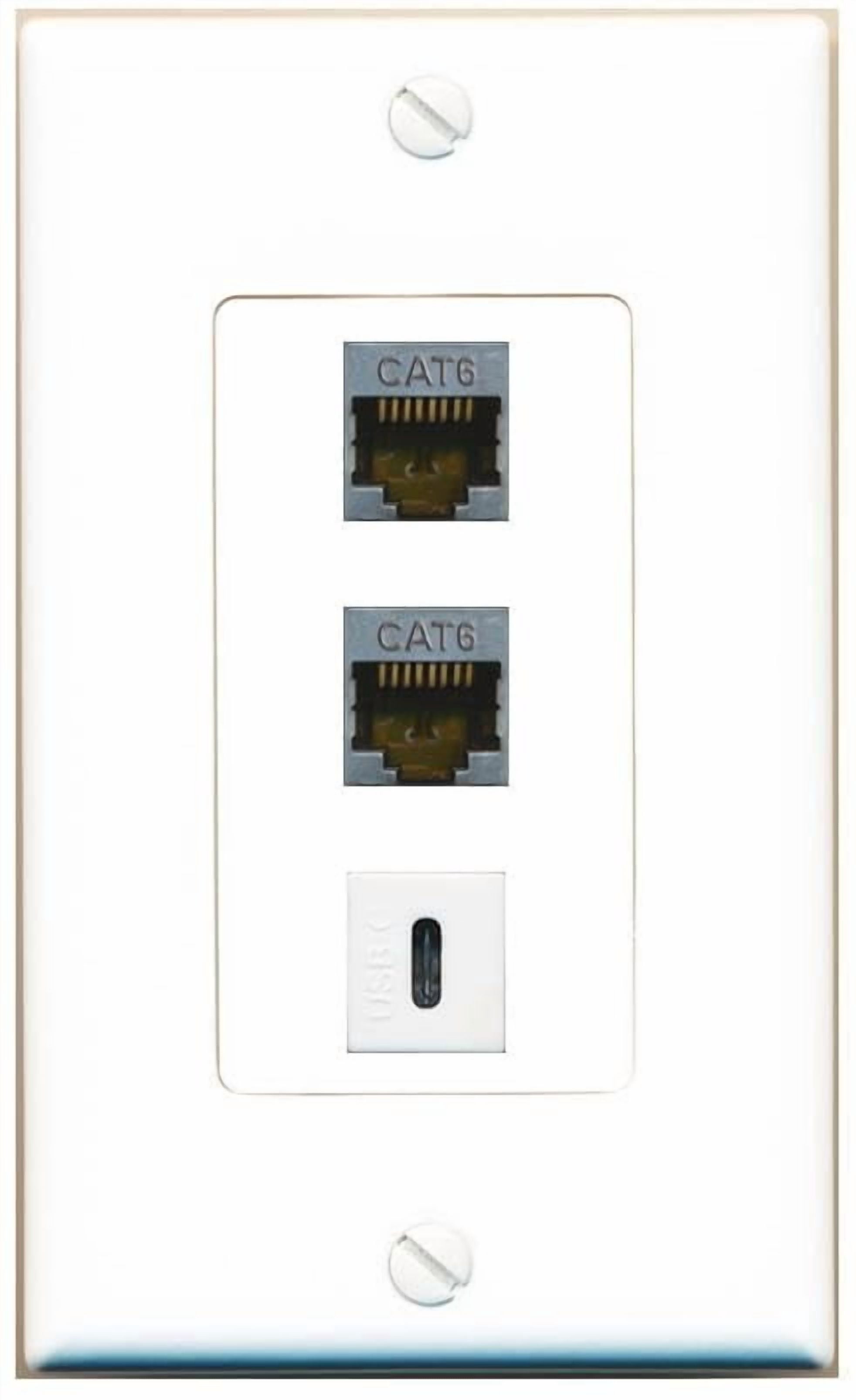 RiteAV 2 Port CAT6-SHIELDED USBC Jack Coupler Female-Female Wall Plate ...