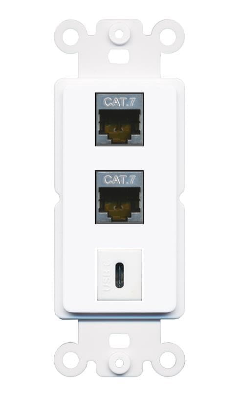 RiteAV 2 Port CAT7 USBC Coupler Jack Insert Rocker Module Female-Female ...
