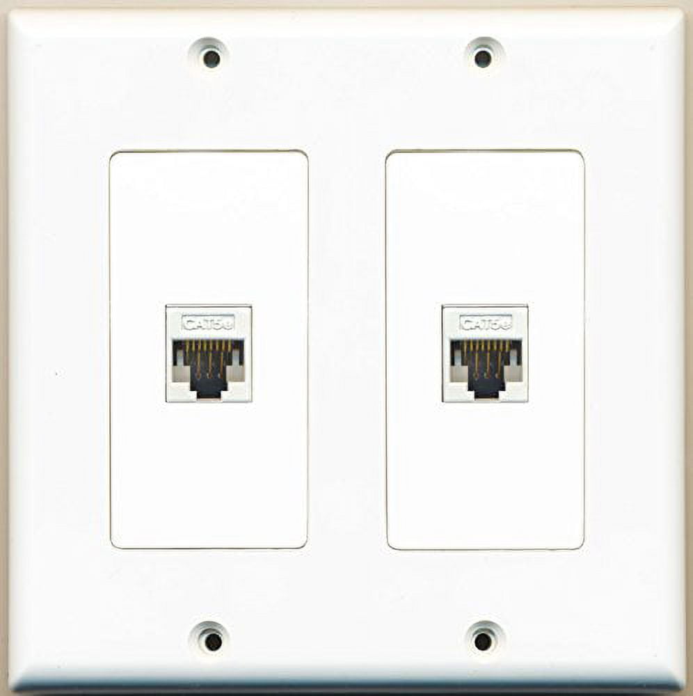 RiteAV - 2 Port Cat5e Ethernet White - Dual Gang Wall Plate - Walmart.com