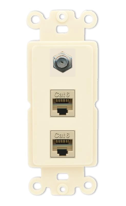 RiteAV - 2 Port Cat6 Ethernet 1 Coax Cable TV Wall Plate - Rocker ...