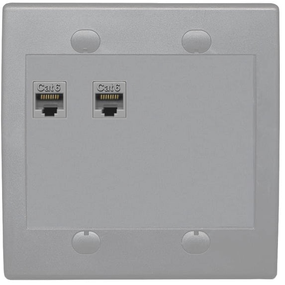 RiteAV 2 Port Cat6 Ethernet Wall Plate - Flat 2 Gang [Gray/Gray ...