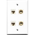 RiteAV - 2 Port Cat6 Ethernet White 2 Port Banana Speaker Wall Plate ...