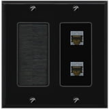 RiteAV 2 Port Cat6A Wall Plate - Brush [Black/Black] - Walmart.com