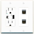 RiteAV 2 Port Cat6A Wall Plate - USB A+C Outlet [White] - Walmart.com