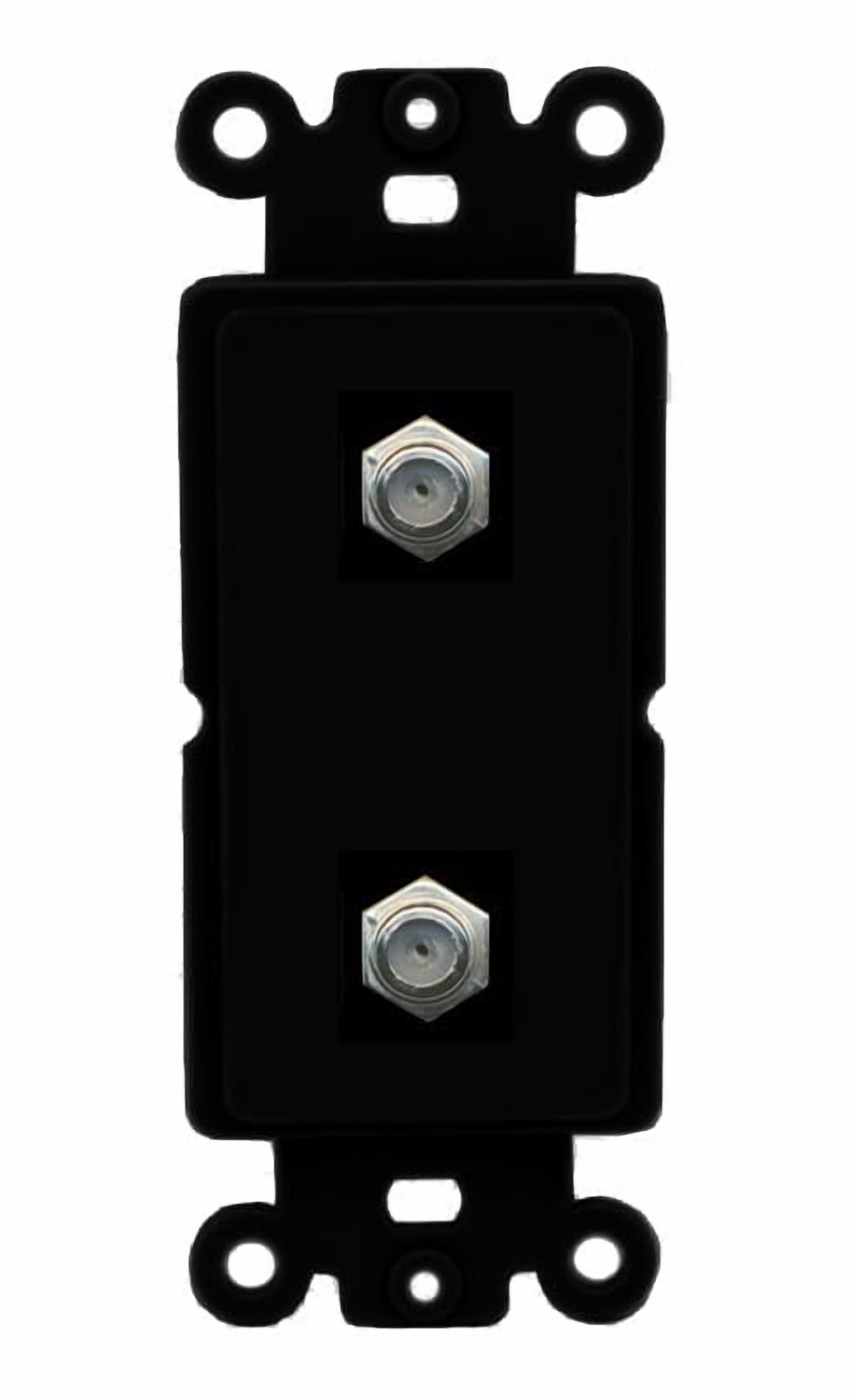 RiteAV - 2 Port Coax Cable TV- F-Type Wall Plate - Rocker [Black/Black ...