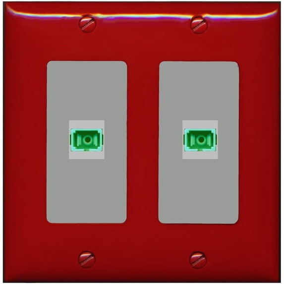 RiteAV 2 Port Fiber Optic Coupler Jack SC Simplex Singlemode APC Wall ...