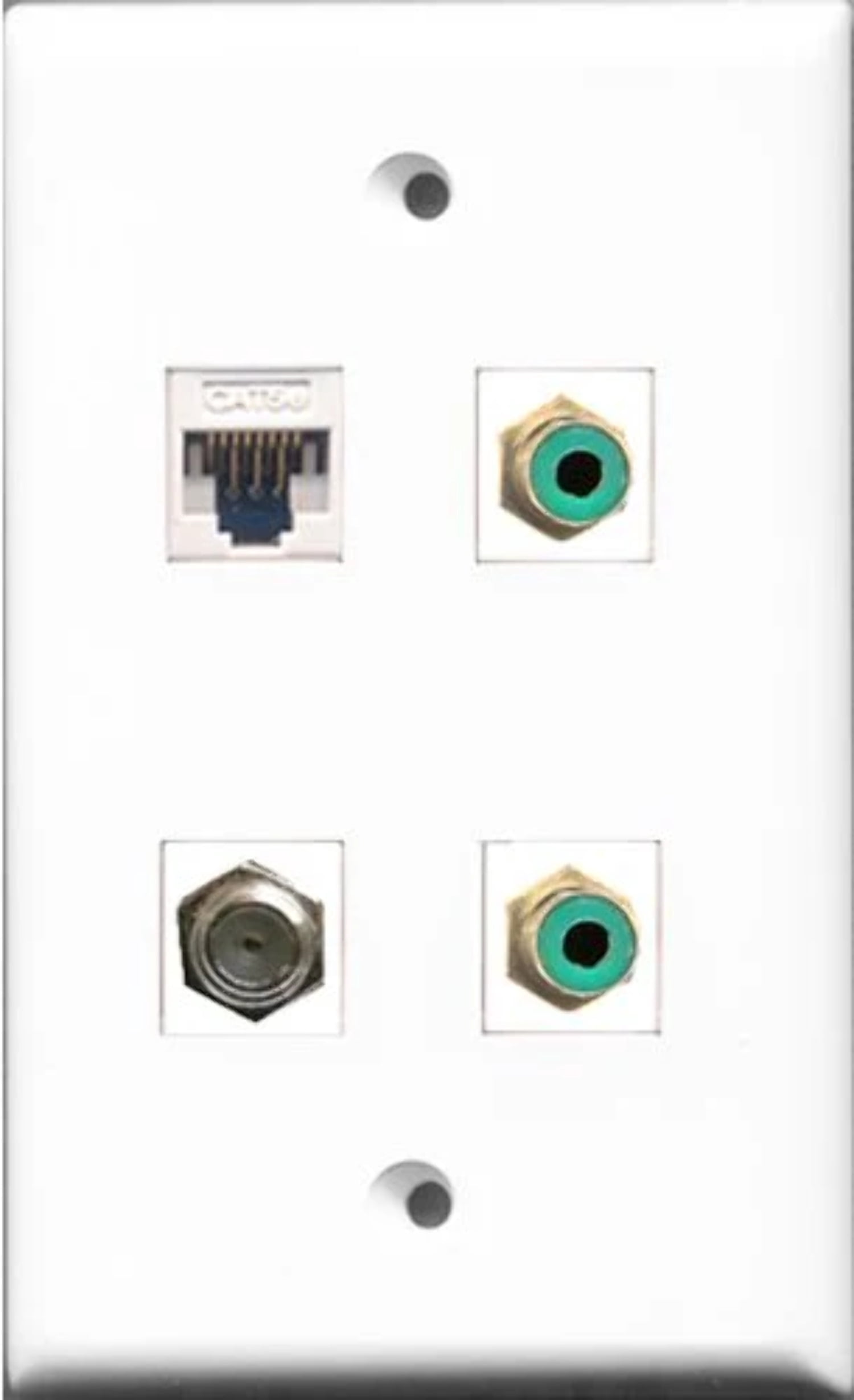 RiteAV - 2 Port RCA Green and 1 Port Coax Cable TV- F-Type and 1 Port ...