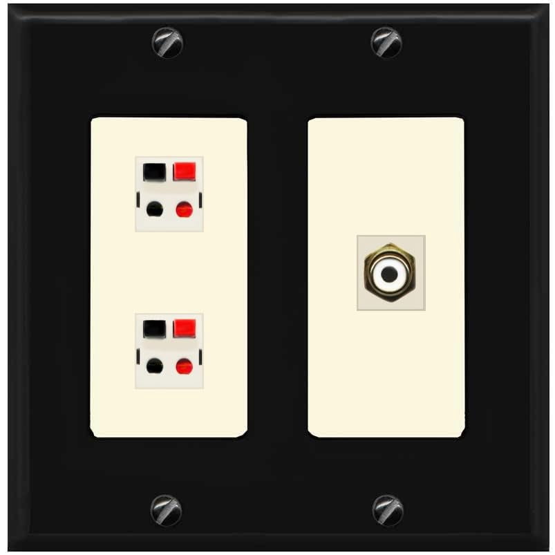 RiteAV 2 Port Speaker Wire Plug Jack Wall Plate with 1 RCA for ...