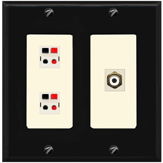 RiteAV 2 Port Speaker Wire Plug Jack Wall Plate with 1 RCA for ...
