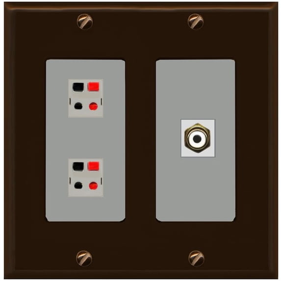 RiteAV 2 Port Speaker Wire Plug Jack Wall Plate with 1 RCA for ...