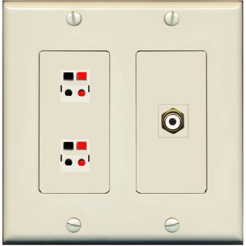 RiteAV 2 Port Speaker Wire Plug Jack Wall Plate with 1 RCA for ...
