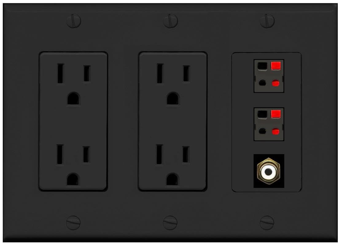 RiteAV 2 Port Speaker Wire Plug Jack Wall Plate with 1 RCA for ...