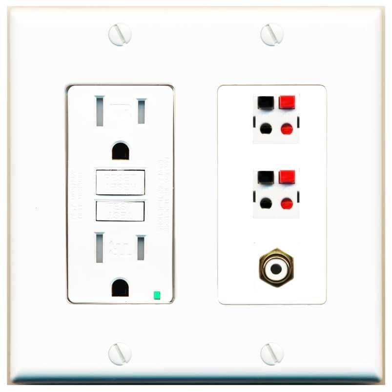 RiteAV 2 Port Speaker Wire Plug Jack Wall Plate with 1 RCA for ...
