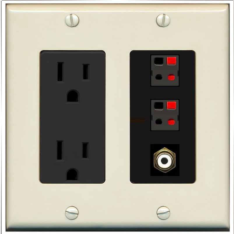RiteAV 2 Port Speaker Wire Plug Jack Wall Plate with 1 RCA for ...