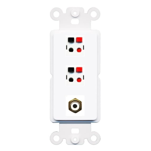 RiteAV 2 Port Speaker Wire Plug Jack Wall Plate with 1 RCA for ...