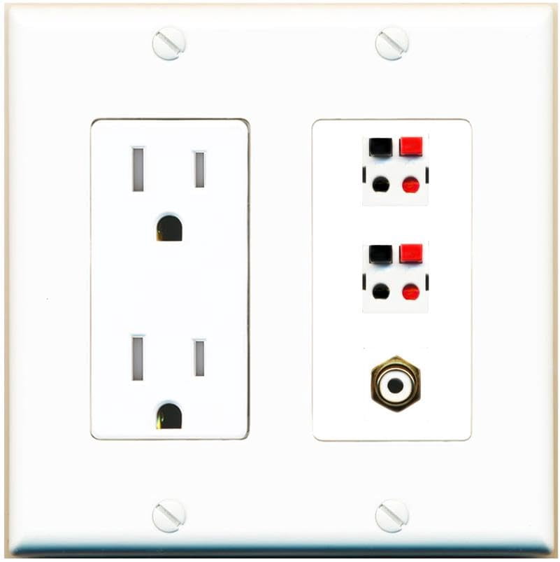 RiteAV 2 Port Speaker Wire Plug Jack Wall Plate with 1 RCA for ...
