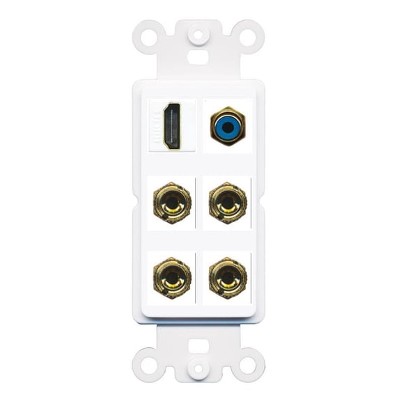 RiteAV 2 Speaker 4 Banana Binding Post HDMI RCA Wall Plate - Rocker ...