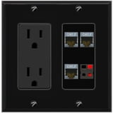 RiteAV 3 CAT7 Speaker Wall Plate with 15A Power Outlet [Black ...