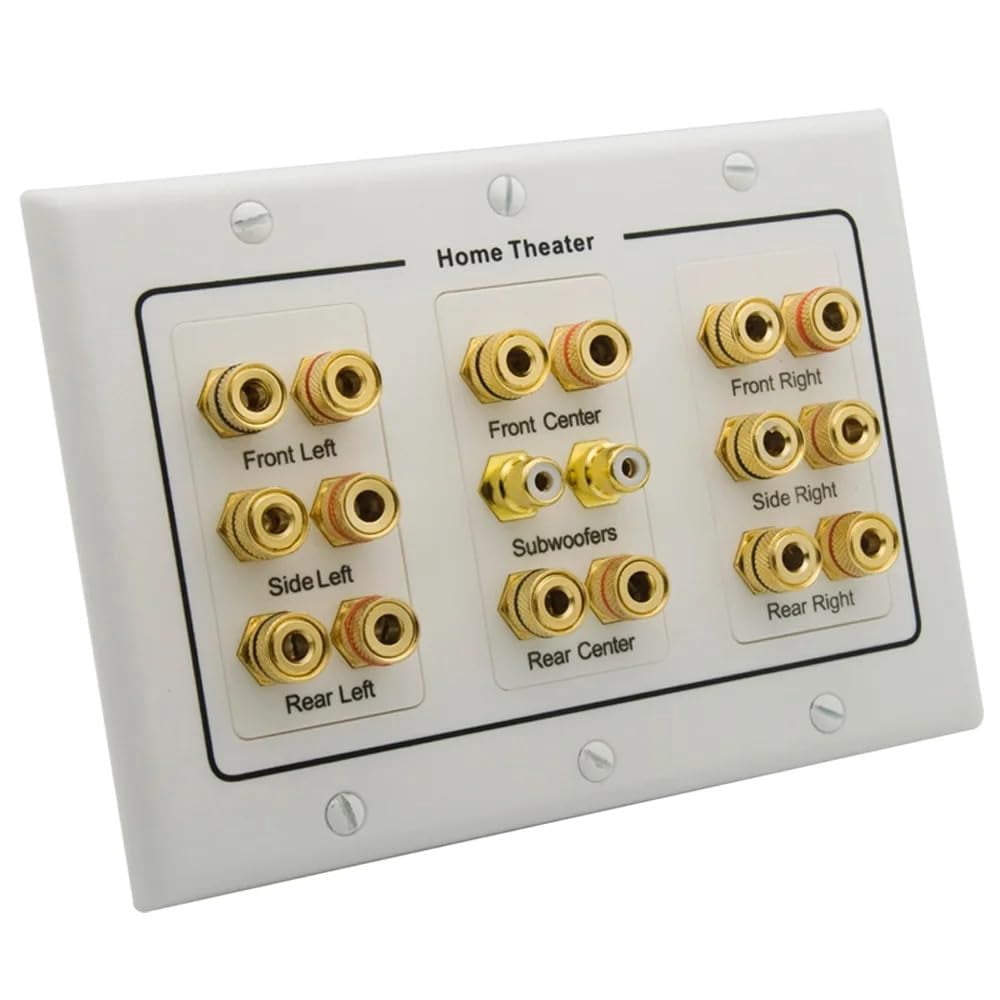 RiteAV 3 Gang Home Theater 8.2 Surround Sound Speaker Wall Plate with ...