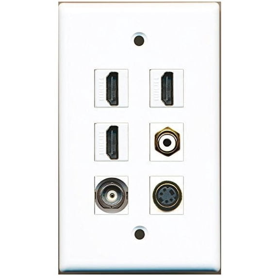 RiteAV - 3 HDMI 1 Port RCA White 1 Port S-Video 1 Port BNC Wall Plate ...