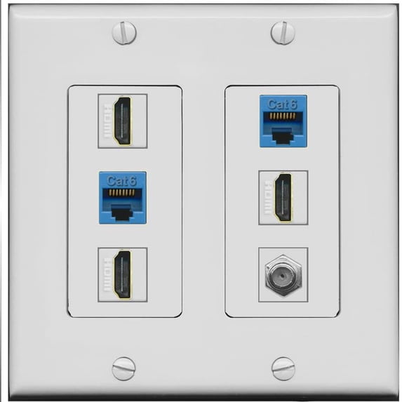 RiteAV 3 HDMI Wall Plate 2 Cat6 1 Coax - 2 Gang [Gray/Gray] - Walmart.com