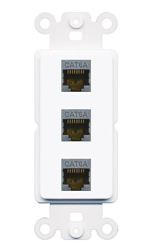 RiteAV 3 Port CAT6A Coupler Jack Insert Rocker Module Female-Female for ...