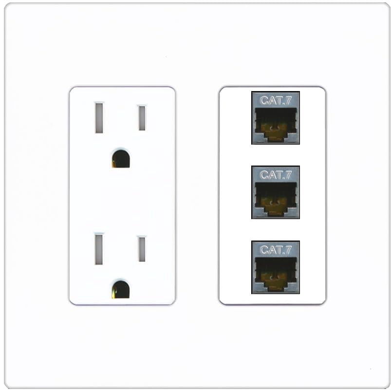 RiteAV 3 Port Cat7 Shielded Ethernet Wall Plate - Tamper-Resistant ...