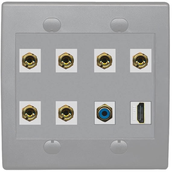 RiteAV 3 Speaker 6 Banana Binding Post Wall Plate 1 x RCA and HDMI ...
