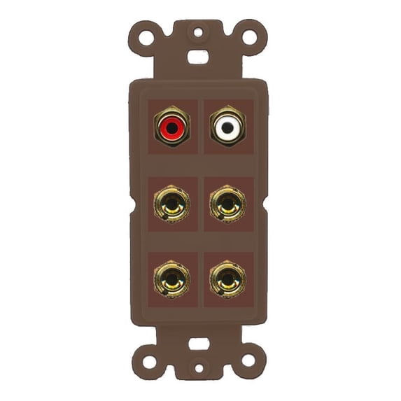 RiteAV 4 Banana (2 Speaker) Binding Post Wall Plate with 2 RCA Jacks ...