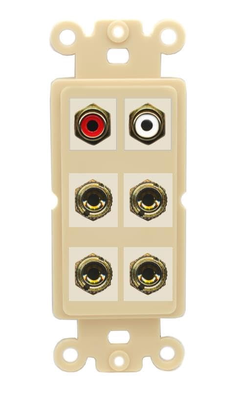 RiteAV 4 Banana (2 Speaker) Binding Post Wall Plate with 2 RCA Jacks ...