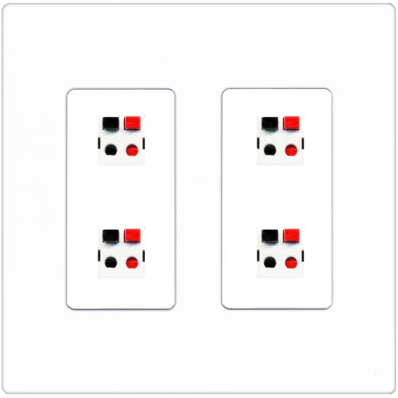 RiteAV 4 Port Speaker Wire Plug Jack Wall Plate - 2 Gang [Screwless ...
