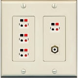 RiteAV 4 Port Speaker Wire Plug Jack Wall Plate with 1 RCA for ...