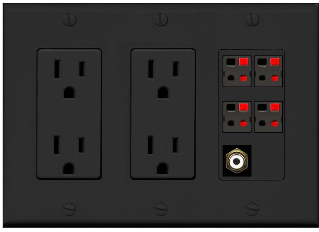 RiteAV 4 Port Speaker Wire Plug Jack Wall Plate with 1 RCA for ...