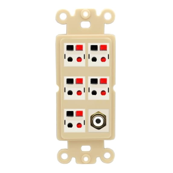 RiteAV 5 Port Speaker Wire Plug Jack Wall Plate with 1 RCA for ...