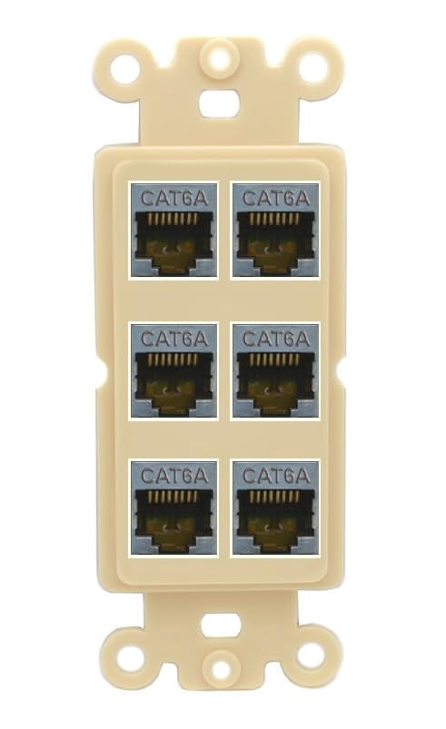 RiteAV - 6 Port Cat6A Ethernet Wall Plate - Rocker [Ivory/Ivory ...