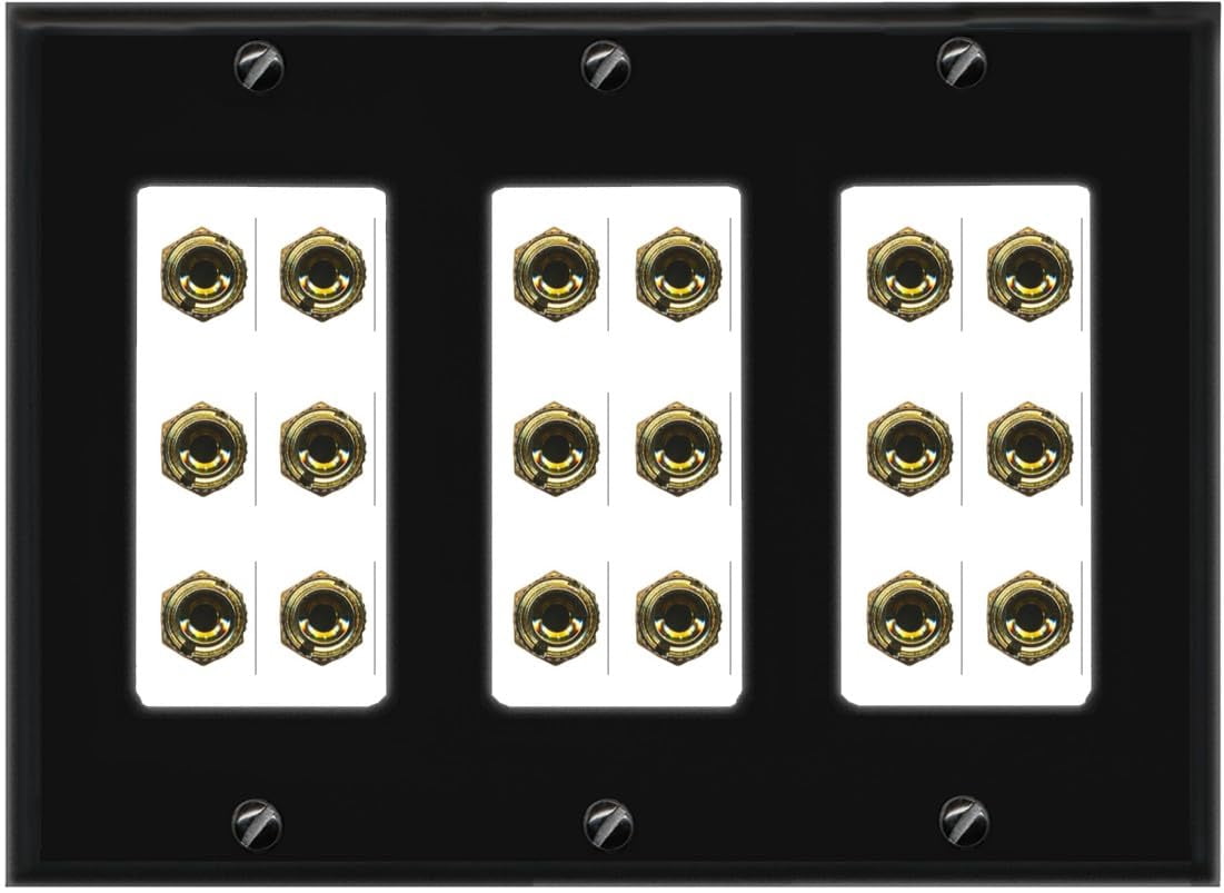 RiteAV 9.0 Surround Sound 9 Speaker 18 Banana Plug Jack Wall Plate ...