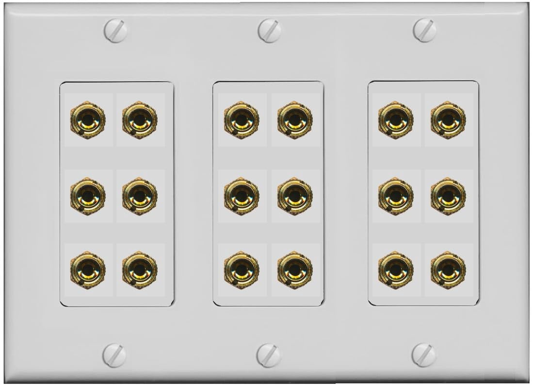 RiteAV 9.0 Surround Sound 9 Speaker 18 Banana Plug Jack Wall Plate ...