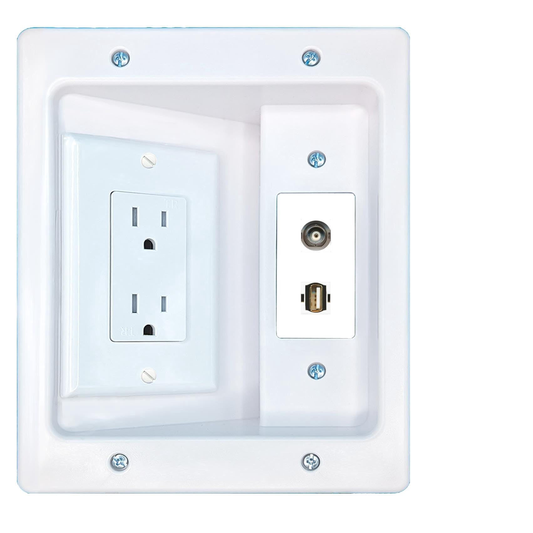 RiteAV BNC USB2 Recessed Wall Plate Cable Concealer Management Kit with ...