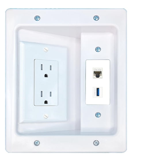RiteAV CAT5E USB-3 Recessed Wall Plate Cable Concealer Management Kit ...