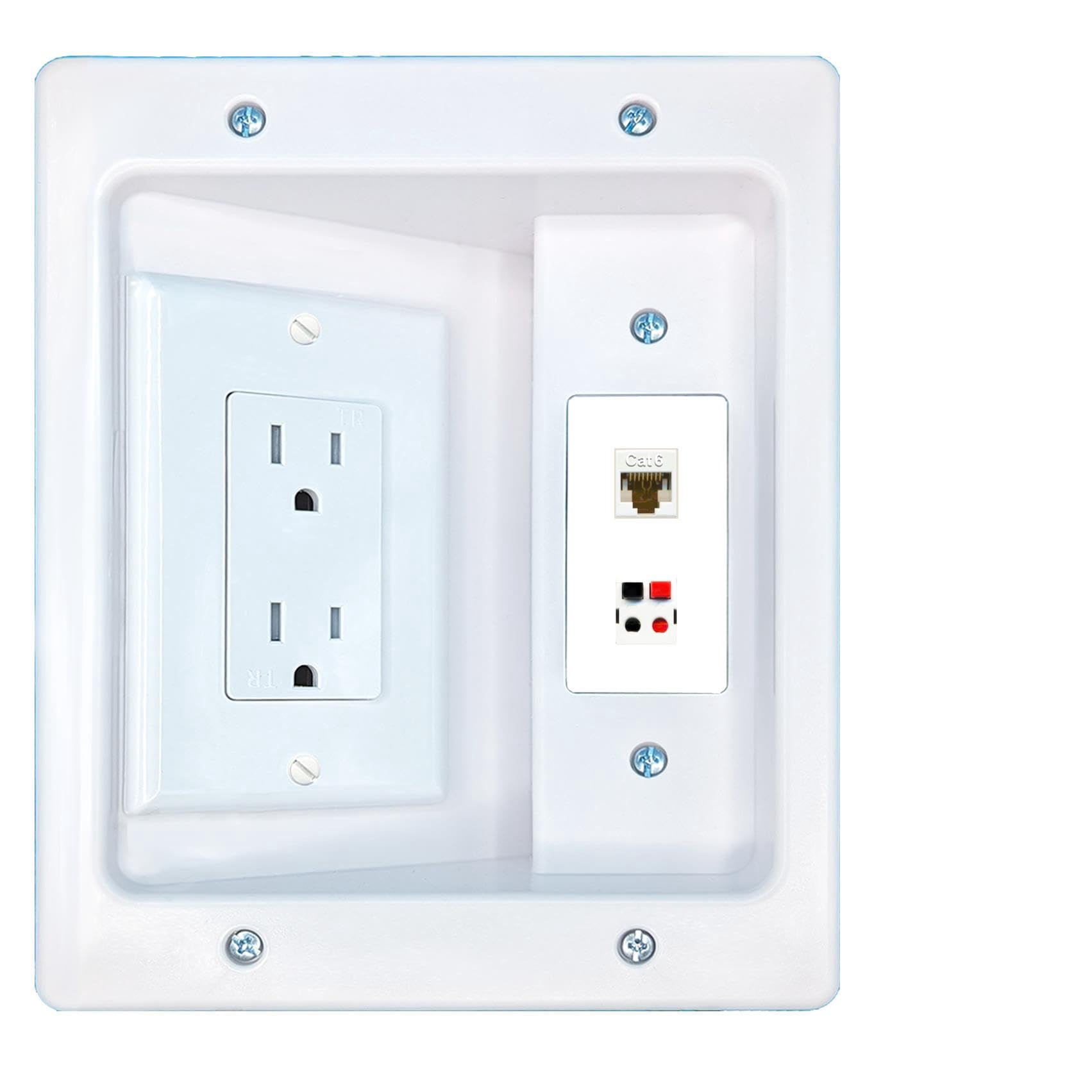 RiteAV CAT6 Speaker Recessed Wall Plate Cable Concealer Management Kit ...