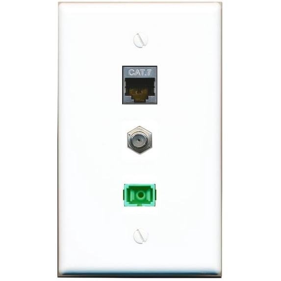 RiteAV - CAT7 Coax SC-APC Singlemode Simplex Wall Plate Flat White ...