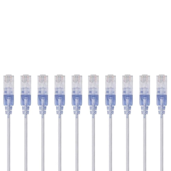 RiteAV Cat6A 25ft White 10-Pk Patch Cable UTP 30AWG 10G Pure Bare ...
