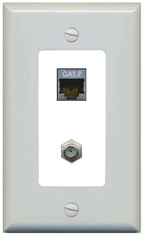 RiteAV Coax and Cat7 Wall Plate - 1 Gang [Gray/White] - Walmart.com
